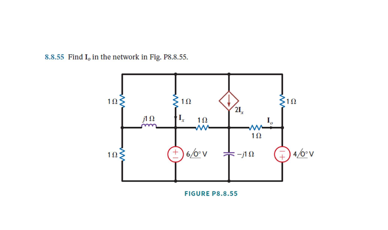 Solved 8.8.55 Find I0 in the network in Fig. P8.8.55. FIGURE | Chegg.com
