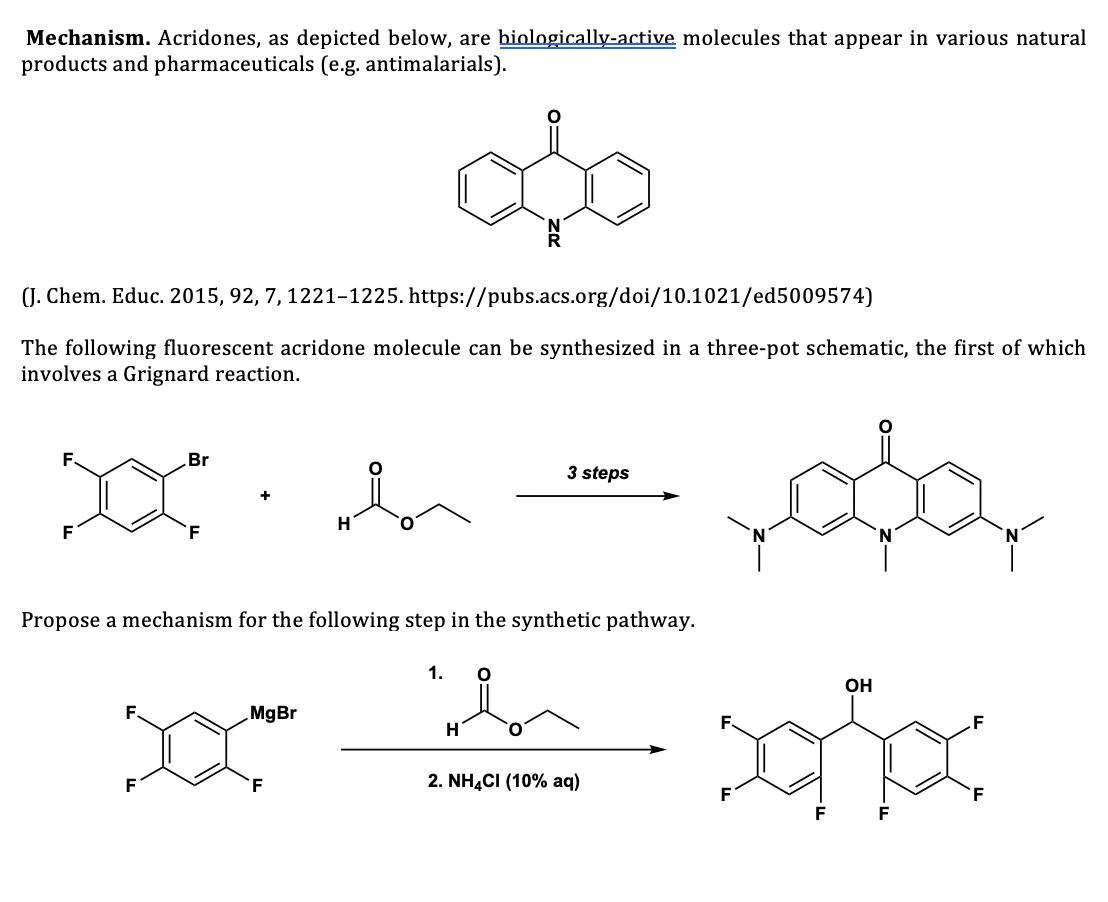 Solved Mechanism. Acridones, as depicted below, are | Chegg.com