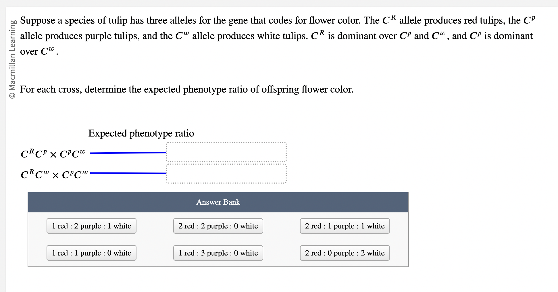 Solved Suppose a species of tulip has three alleles for the | Chegg.com