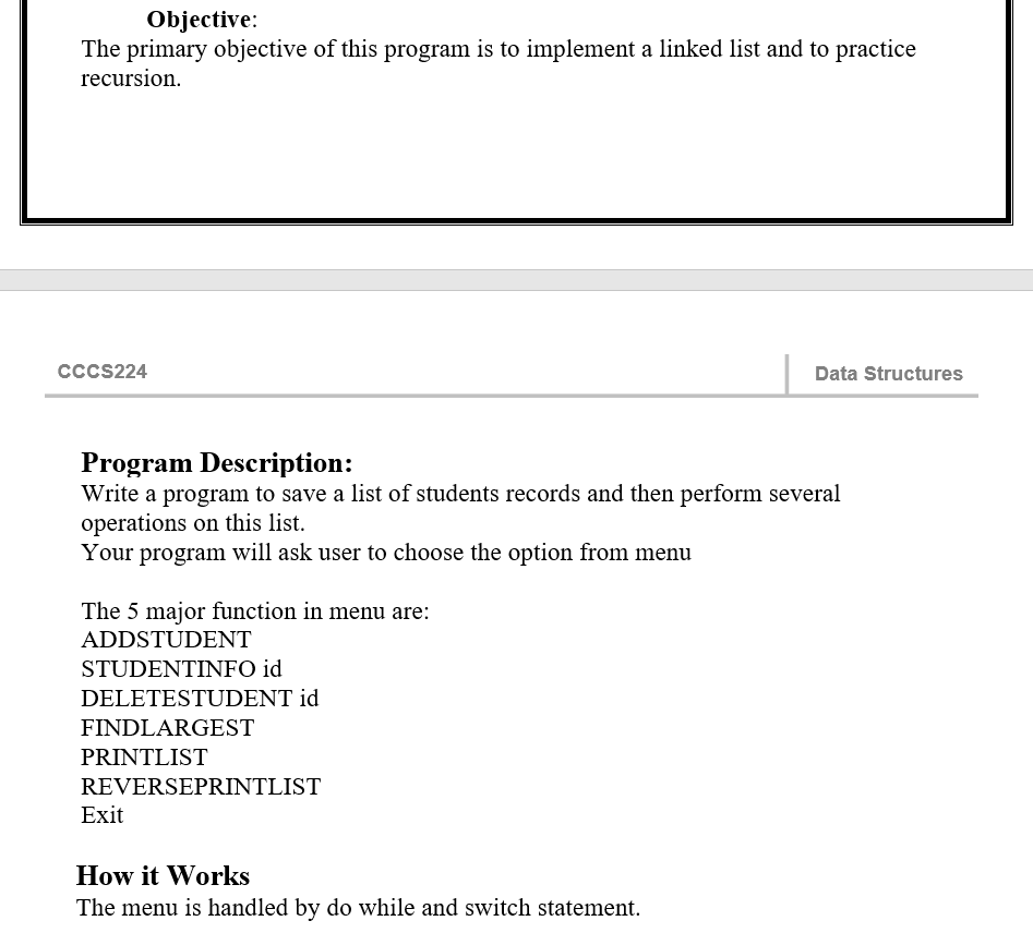 Solved Objective: The primary objective of this program is | Chegg.com