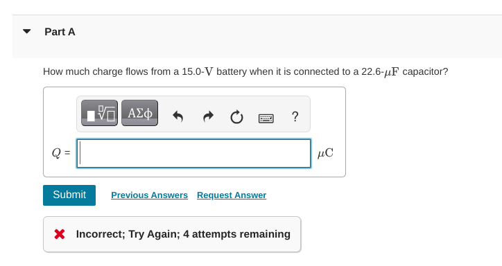 Solved How much charge flows from a 15.0−V battery when it | Chegg.com