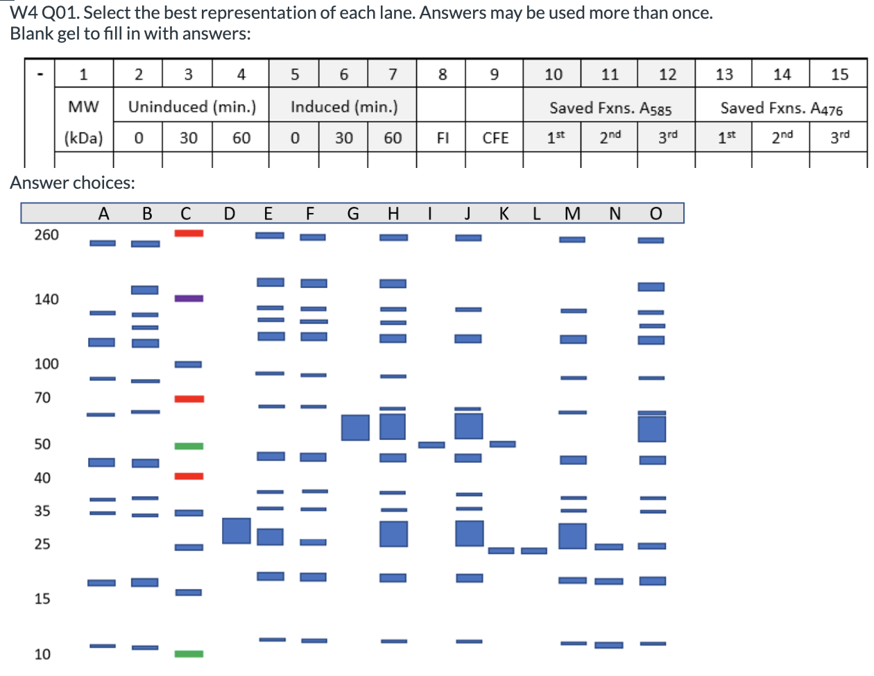 W4 Q01. Select the best representation of each lane. | Chegg.com