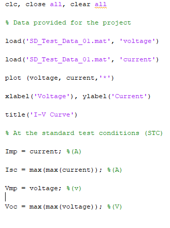 START Obtain Voc, Isc, V mpp, Impp from the Datasheet | Chegg.com