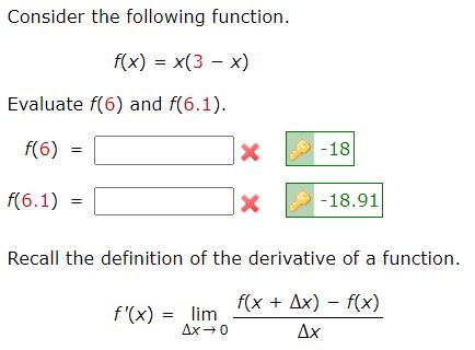 Solved Recall the definition of the derivative of a | Chegg.com
