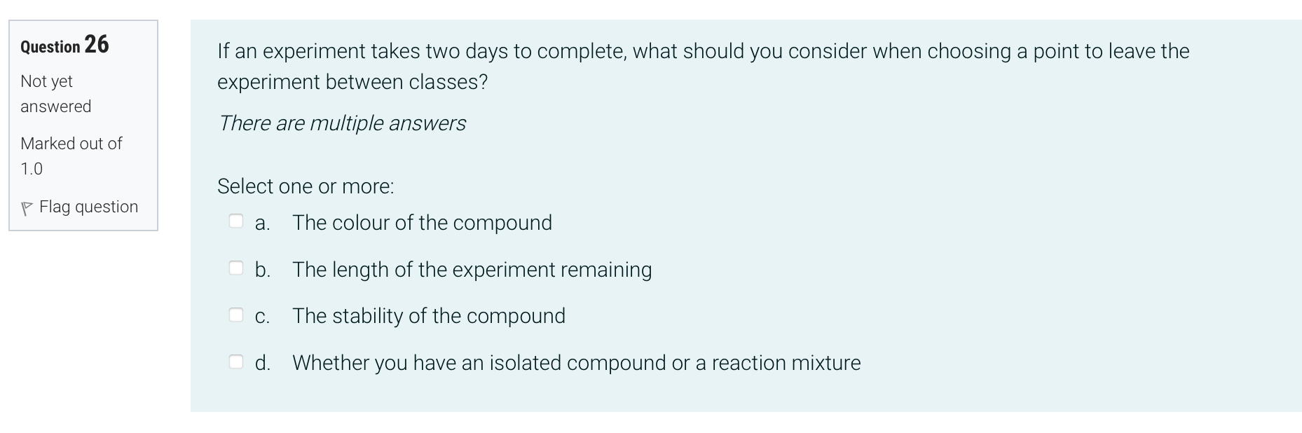 Solved Question 26 If an experiment takes two days to | Chegg.com