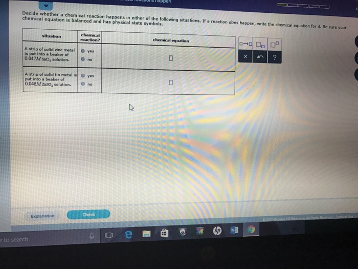 Solved Decide Whether A Chemical Reaction Happens In Either