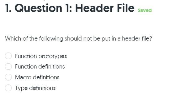 Solved 2. Question 2: Duplicate Header File Definition saved | Chegg.com