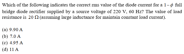 Solved Which of the following indicates the correct rms | Chegg.com