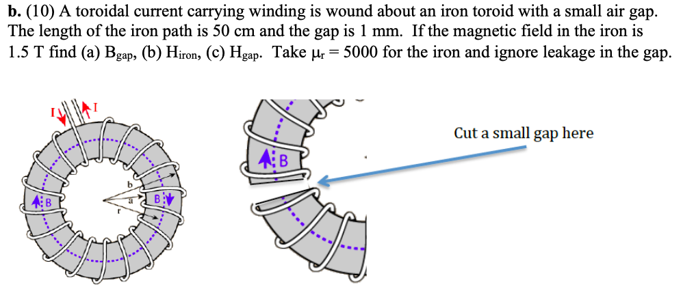 Solved b. (10) A toroidal current carrying winding is wound | Chegg.com