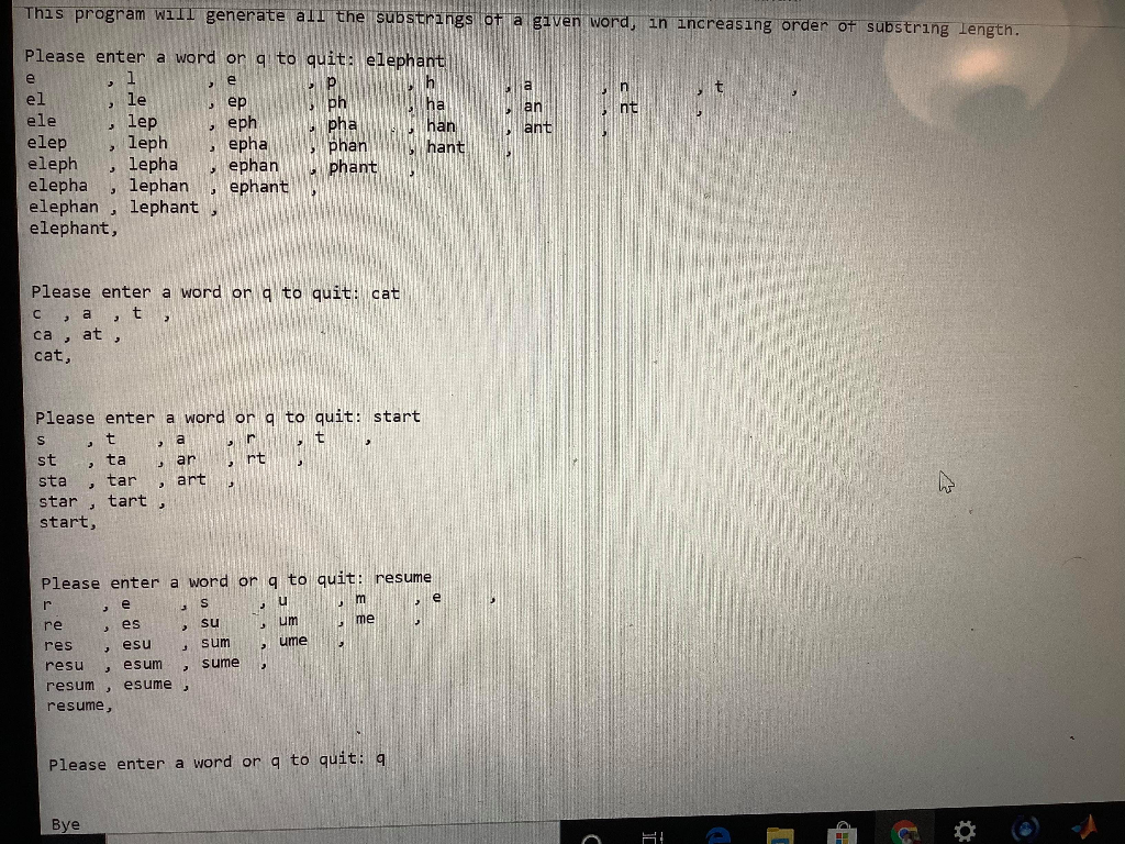Solved File: HW6_Substrings.java (Adapted from book problem | Chegg.com