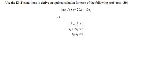 Solved Use the KKT conditions to derive an optimal solution | Chegg.com