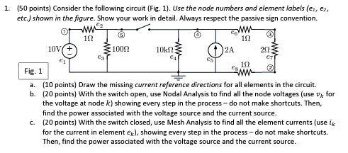 Solved 1. (50 ﻿points) ﻿Consider the following circuit | Chegg.com