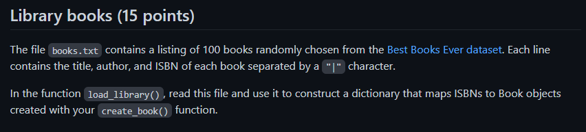 Solved Library books ( 15 points) The file contains a | Chegg.com
