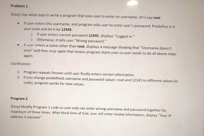 Solved Problem 1 Easy Use While Loop To Write A Program 7982