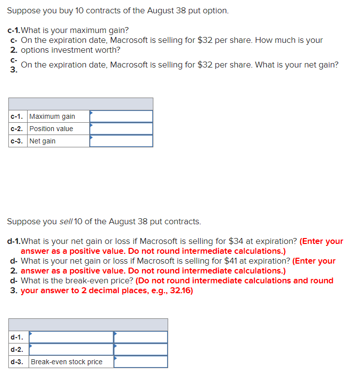Solved Use the option quote information shown here to answer | Chegg.com
