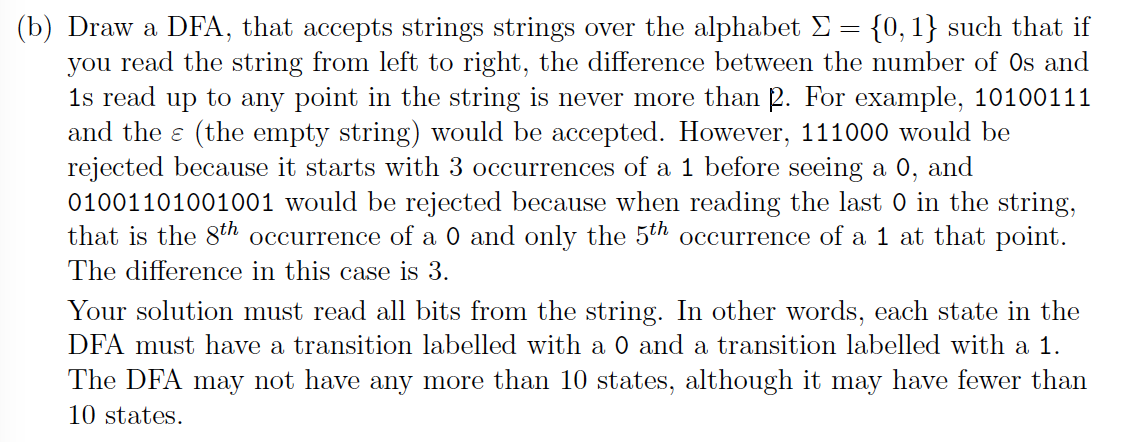 Solved B Draw A Dfa That Accepts Strings Strings Over The