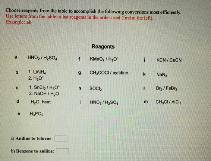 Solved Choose reagents from the table to accomplish the | Chegg.com