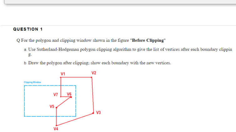 Solved QUESTION 1 Q For the polygon and clipping window | Chegg.com