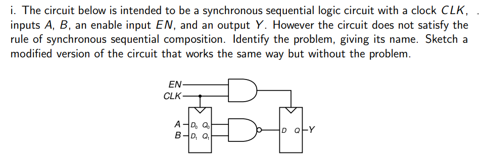 Solved i. ﻿The circuit below is intended to be a synchronous | Chegg.com