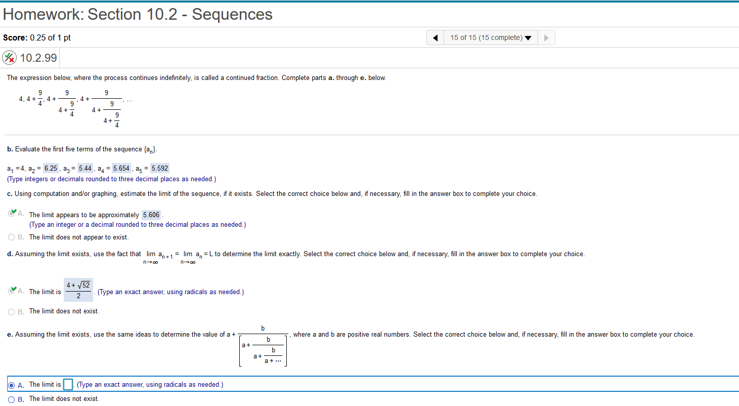 Solved Homework Section 10 2 Sequences Score 0 25 Of 1 Chegg