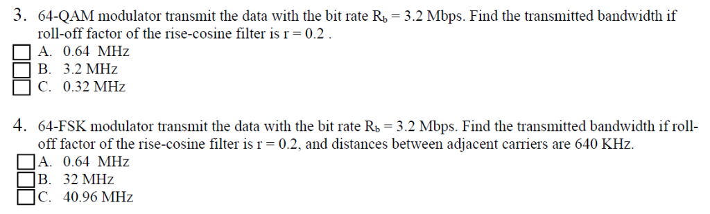 Solved 3. 64-QAM modulator transmit the data with the bit | Chegg.com