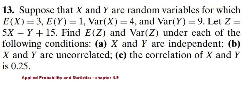 Solved 13. Suppose that X and Y are random variables for | Chegg.com