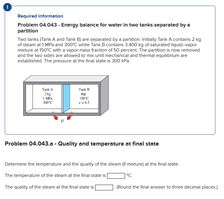 Solved !Required informationProblem 04.043 - ﻿Energy balance | Chegg.com
