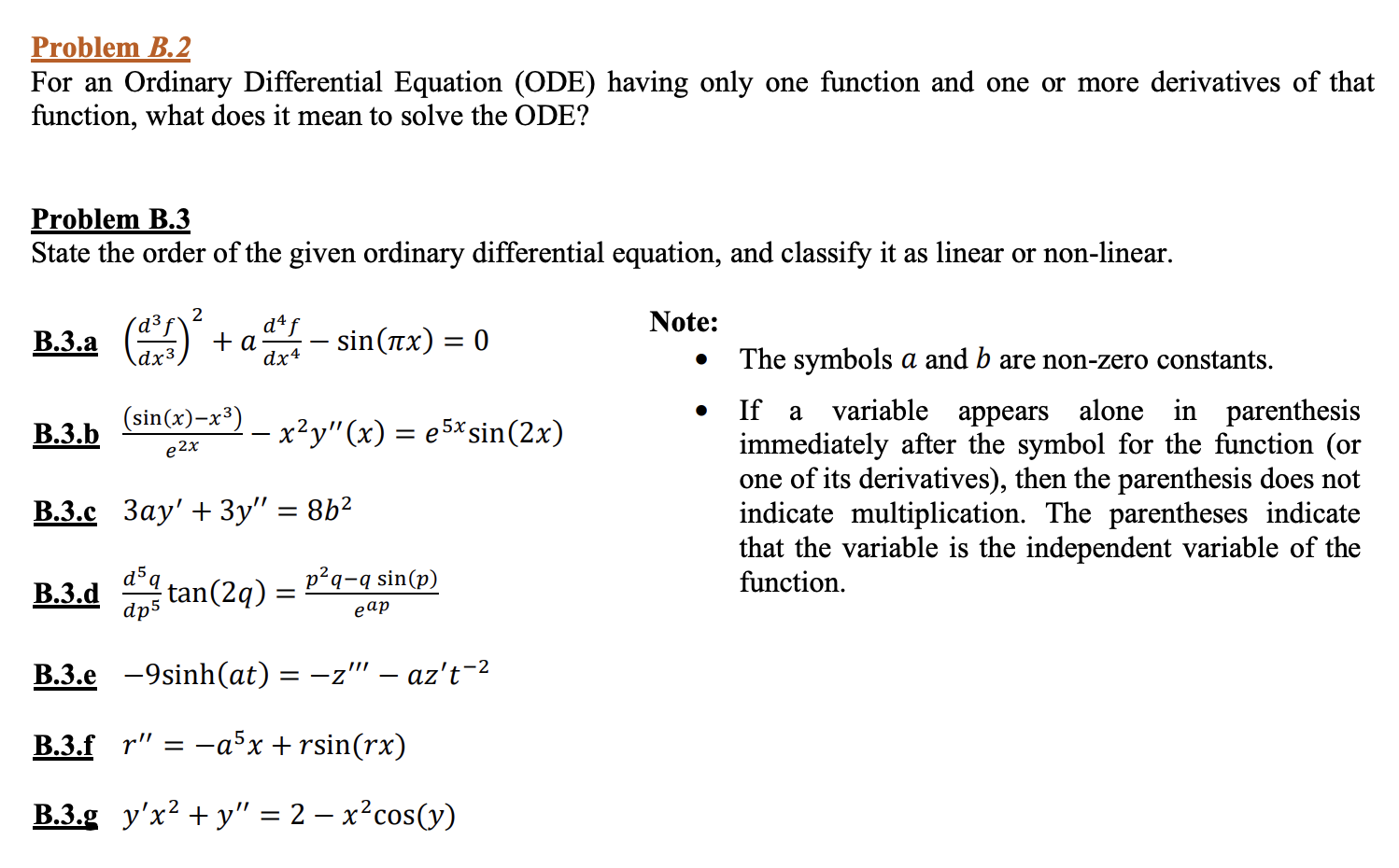 Solved Problem B.2 For an Ordinary Differential Equation | Chegg.com