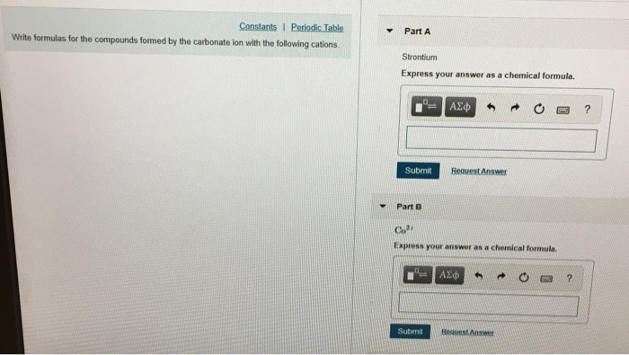 Solved Constants 1 Periodic Table Write formulas for the | Chegg.com
