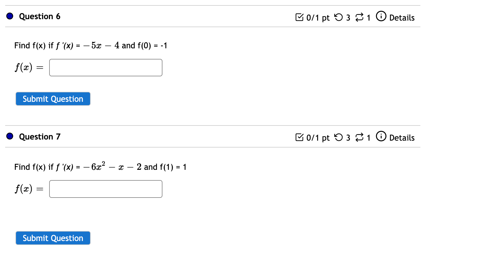 Solved Question 6 B0/1 pt 5 3 1 0 Details Find f(x) if f | Chegg.com Solved Question 6 B0/1 pt 5 3 1 0 Details Find f(x) if f | Chegg.com