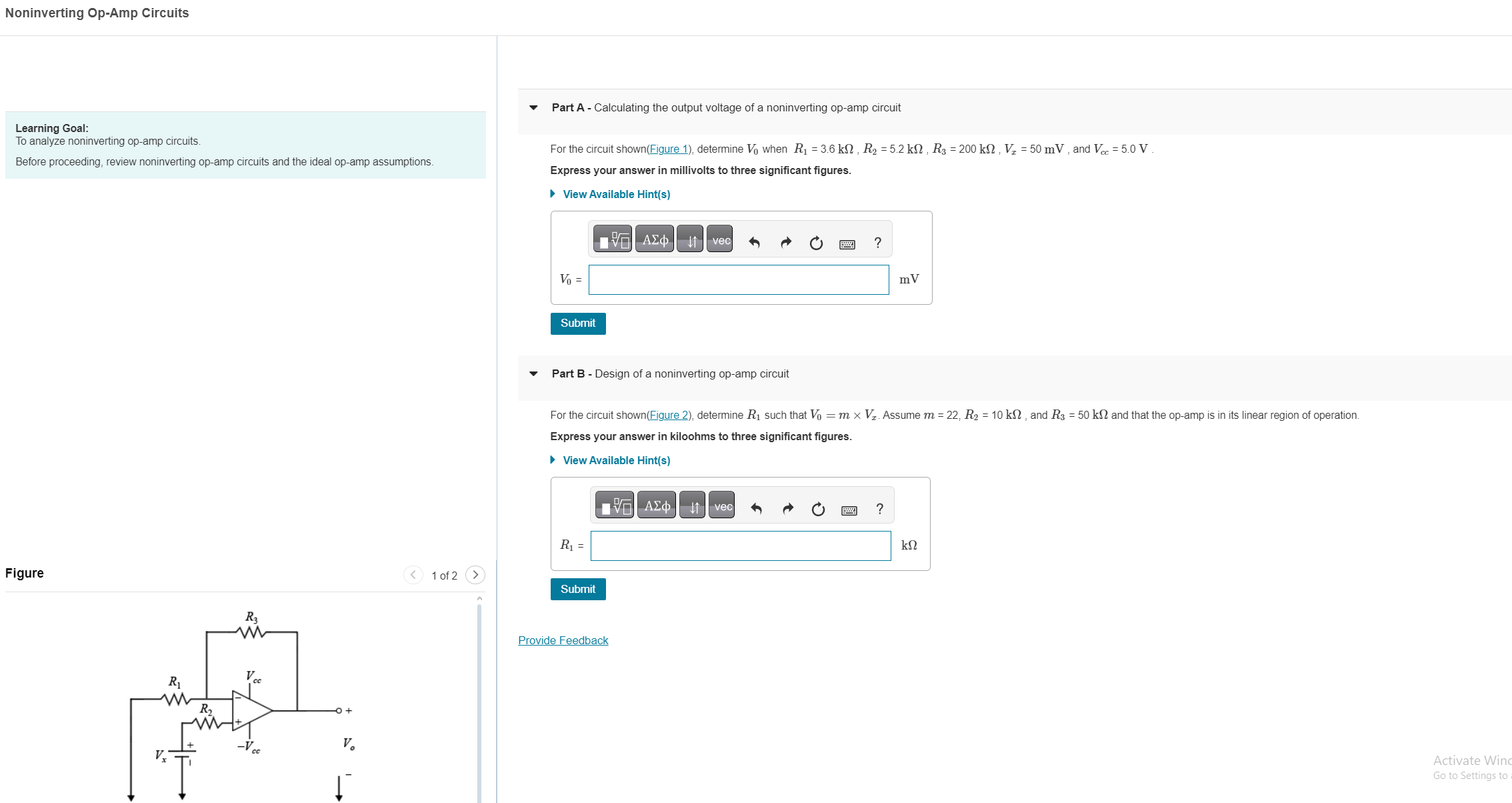 Solved Noninverting Op-Amp CircuitsLearning Goal:To ﻿analyze | Chegg.com
