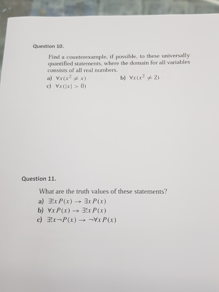 Solved Question 10. Find a counterexample, if possible, to | Chegg.com