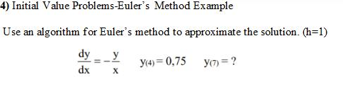 Solved Initial Value Problems Euler S Method Exampleuse An Chegg