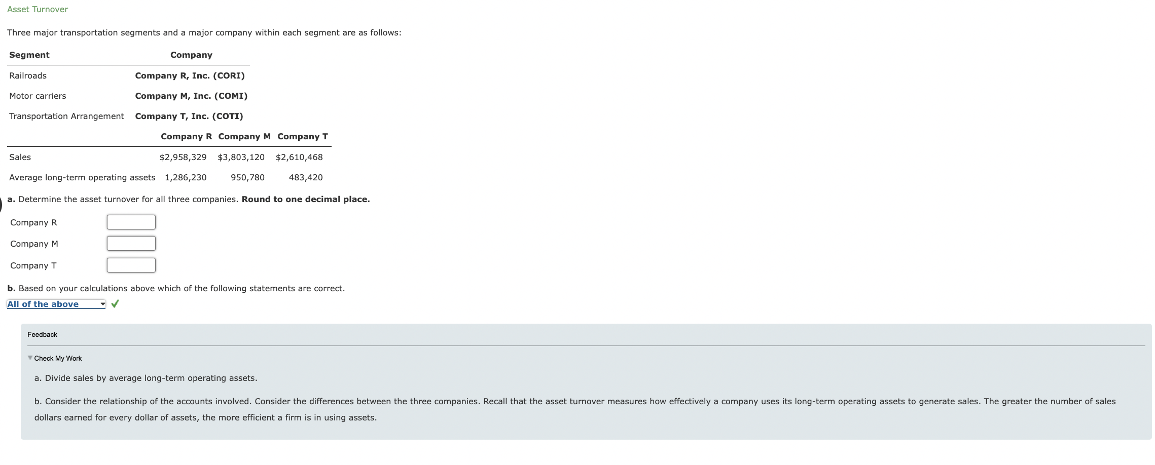 Solved Three major transportation segments and a major | Chegg.com