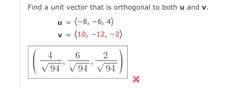 Solved Find a unit vector that is orthogonal to both u and | Chegg.com