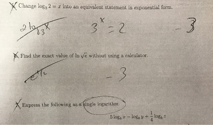 Solved Change log32-x into an equivalent statement in | Chegg.com