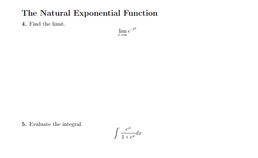 Solved The Natural Exponential Function 4. Find the limit. | Chegg.com