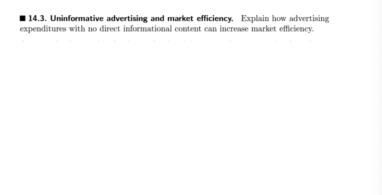 Solved 114.3. Uninformative advertising and market | Chegg.com