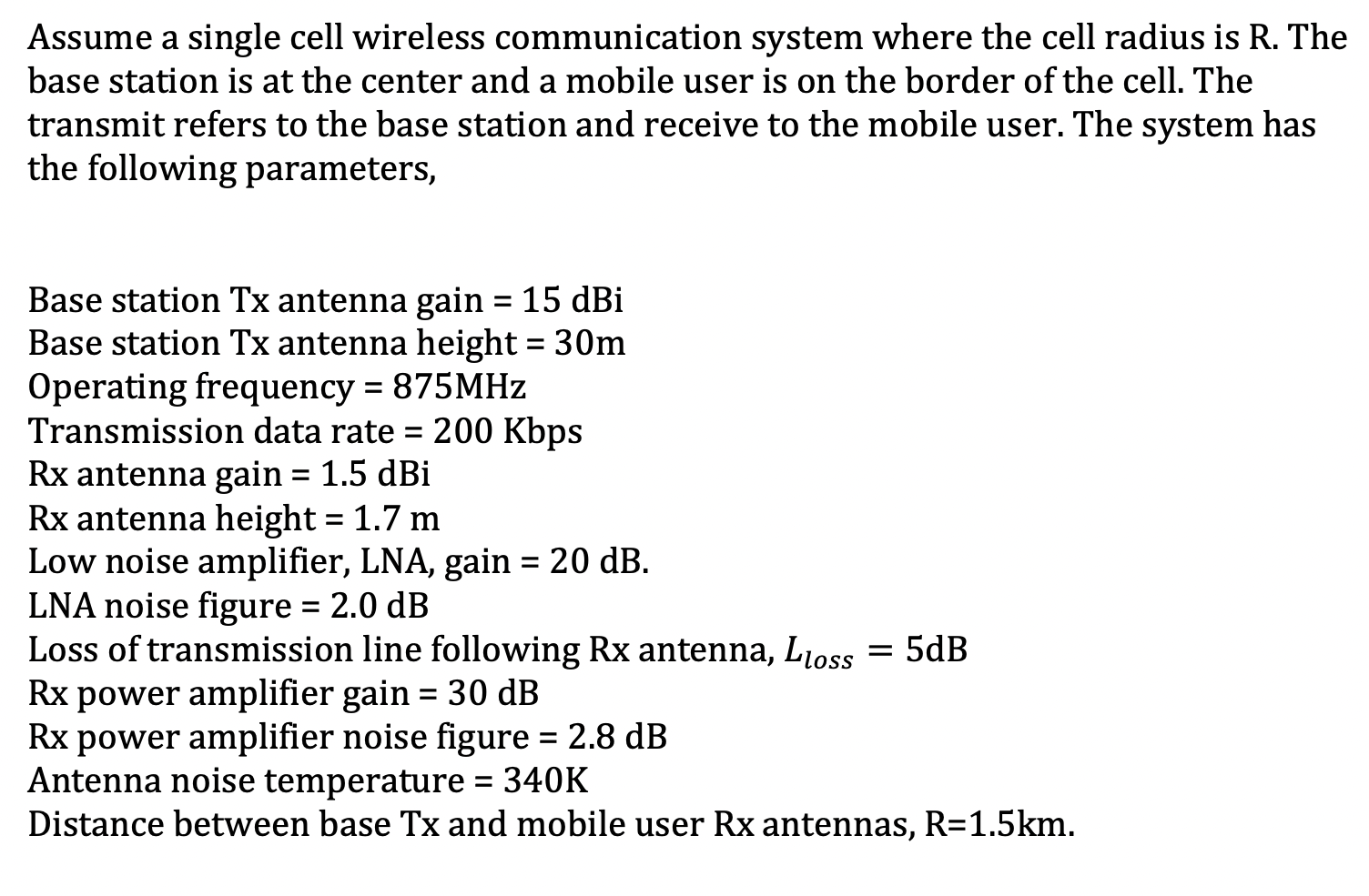 Assume a single cell wireless communication system | Chegg.com