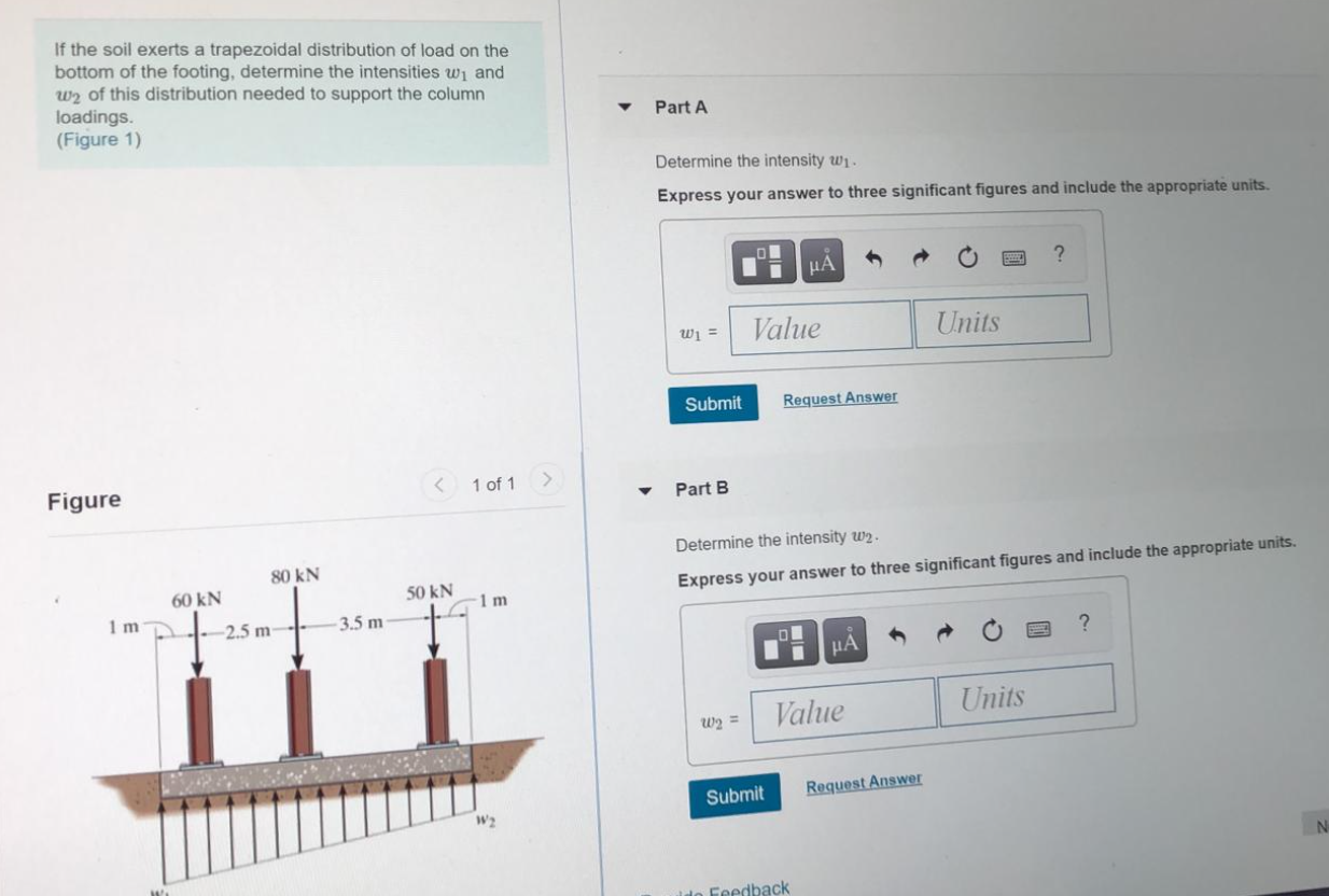 Solved If the soil exerts a trapezoidal distribution of load | Chegg.com