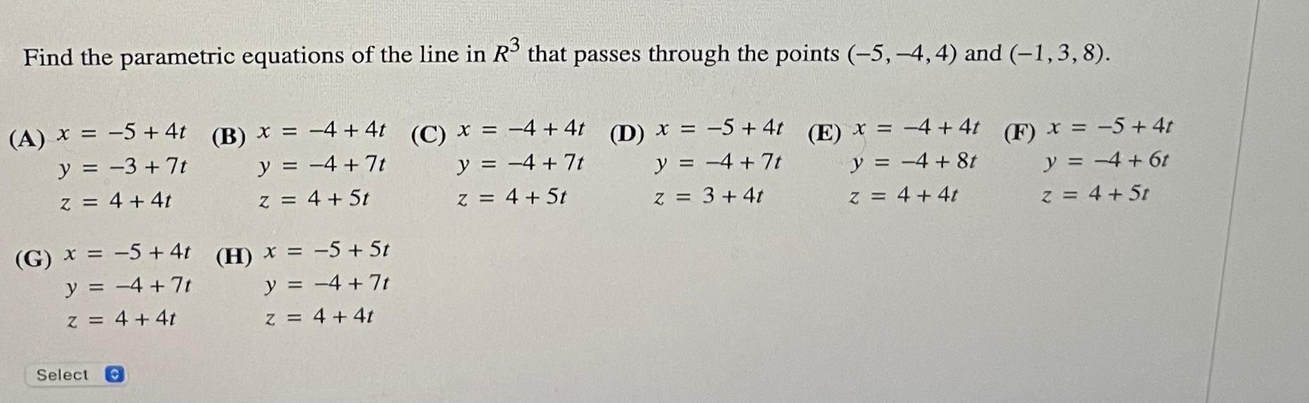 Solved Find the parametric equations of the line in R3 that | Chegg.com
