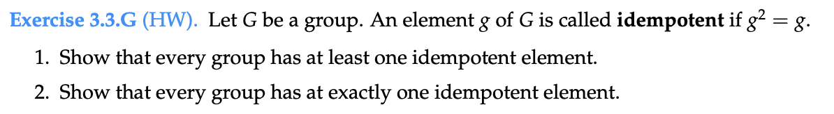 Solved = Exercise 3.3.G (HW). Let G be a group. An element g | Chegg.com