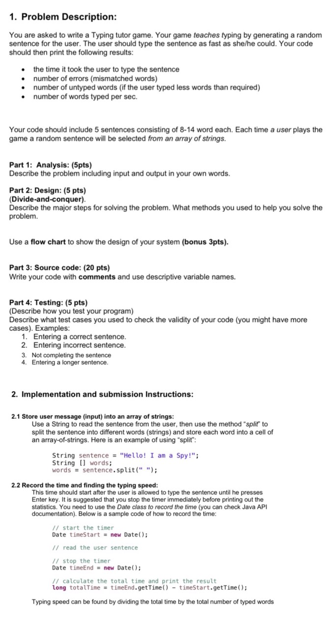 Solved 1. Problem Description: You are asked to write a | Chegg.com