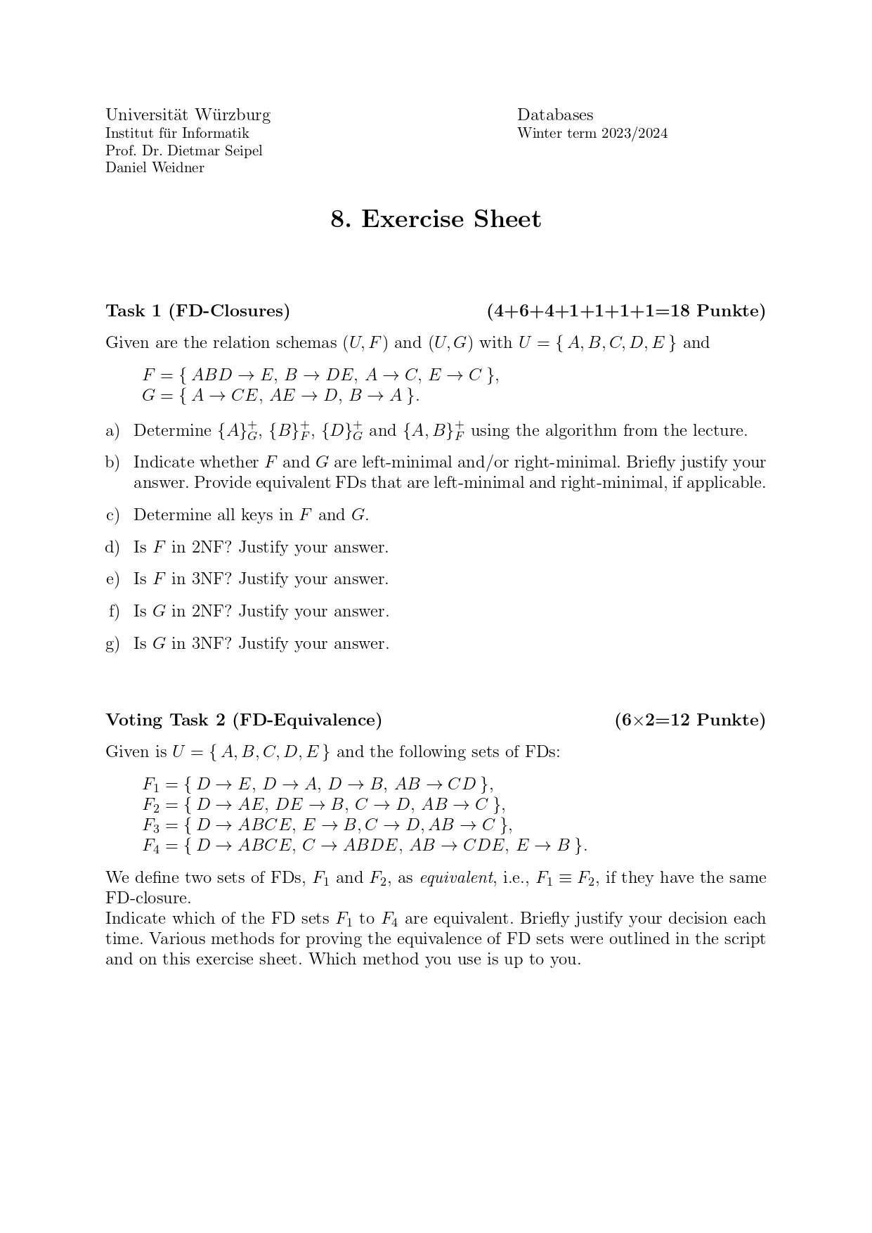 Solved Institut für InformatikProf. Dr. ﻿Dietmar | Chegg.com