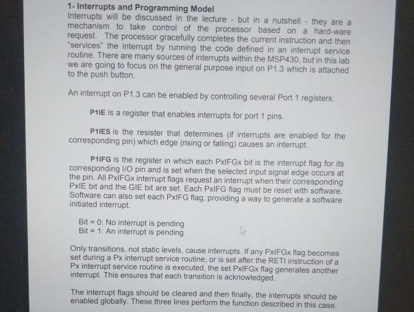 Solved 1- Interrupts and Programming Model Interrupts will | Chegg.com