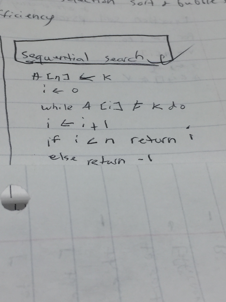 Solved For The Sequential Search Pseudo Code Below Find The