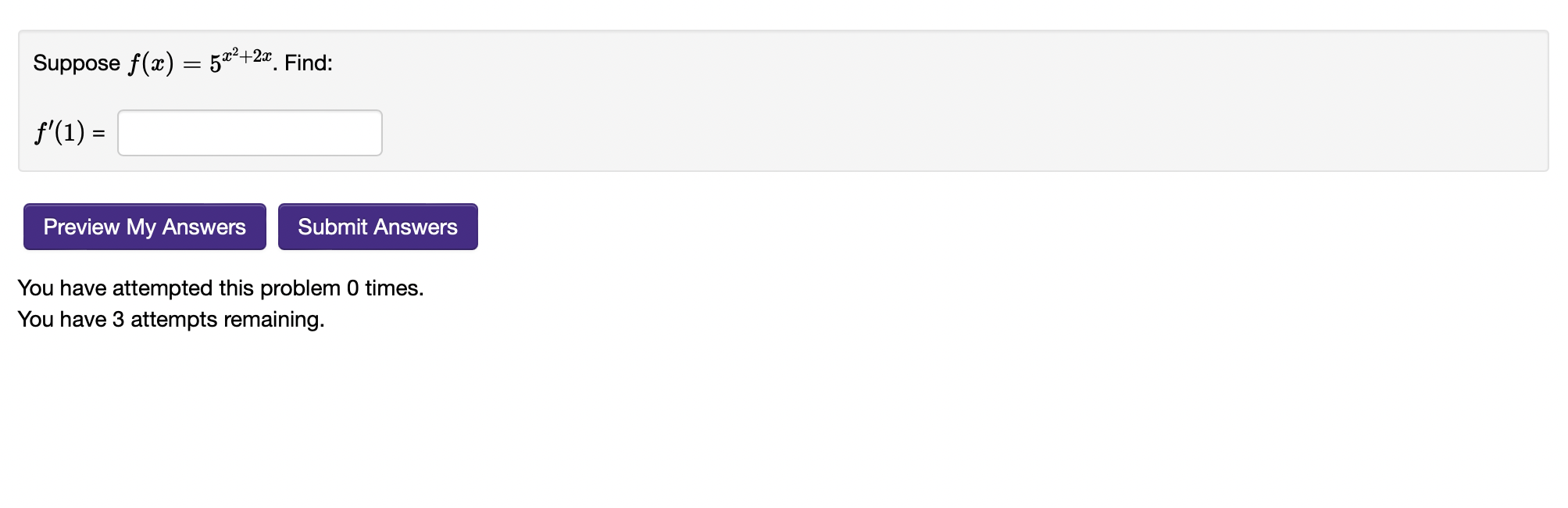 Solved Suppose f(x)=5x2+2x. Find: f′(1)= You have attempted | Chegg.com