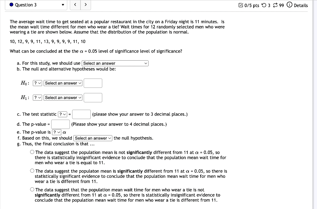 Solved The average wait time to get seated at a popular | Chegg.com