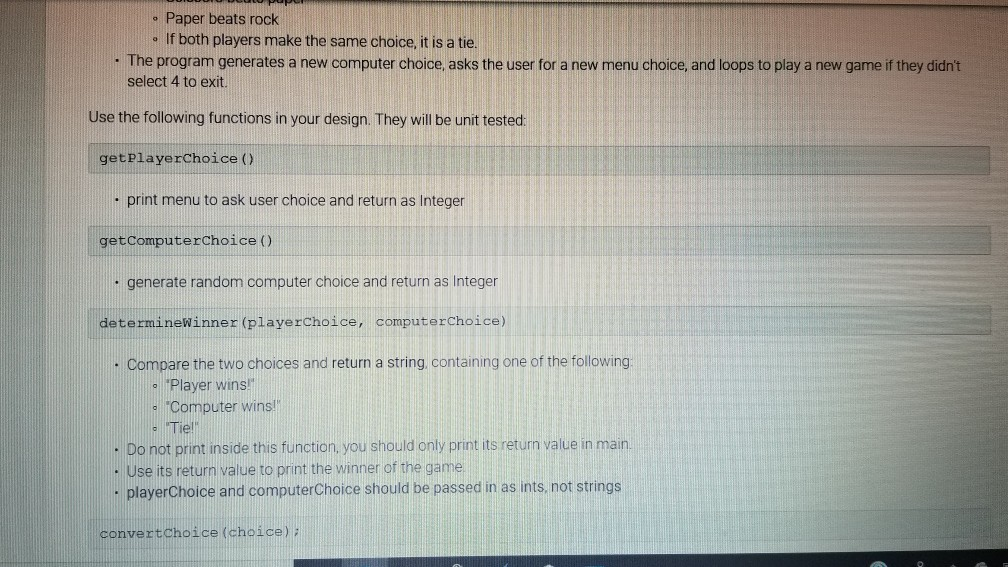 Solved 11.12 Python Assignment: Rock, Paper, Scissors Write | Chegg.com