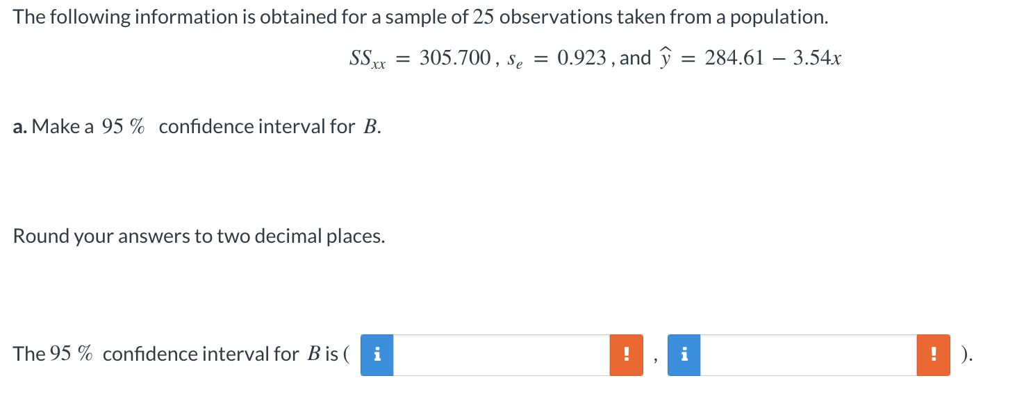 Solved A sample data set produced the following information. | Chegg.com